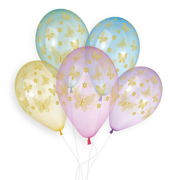 Ilmapallo kullanvärinen perhonen 33 cm 5 kpl/pss – Juhlamaailma